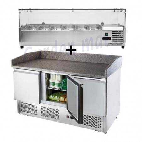 Meuble à pizza 3 portes compacte avec vitrinette - Gurden Mat